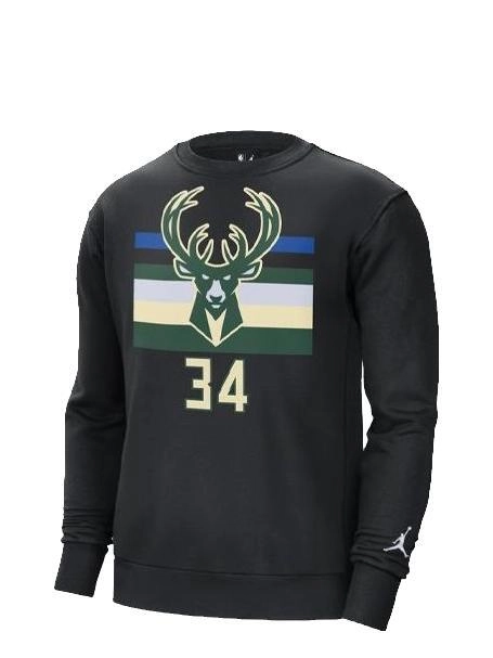 JORDAN Nba Milwaukee Bucks Fleece Crewneck - Black