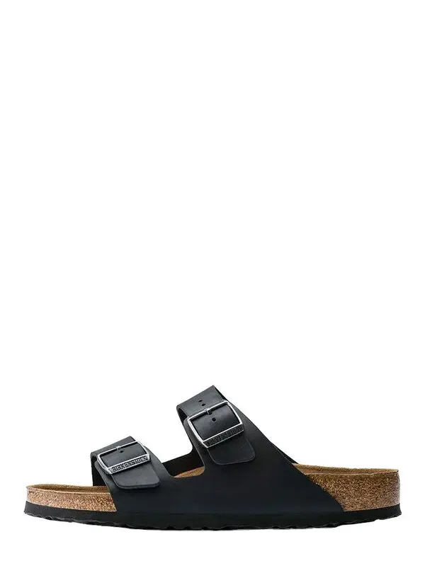 BIRKENSTOCK Arizona Oiled Nubuck Leather Sandals With Buckled Straps - Black
