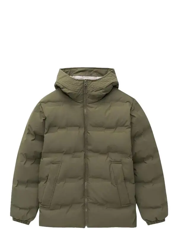 NEW BALANCE Puffer Jacket With Hood - Olive Green