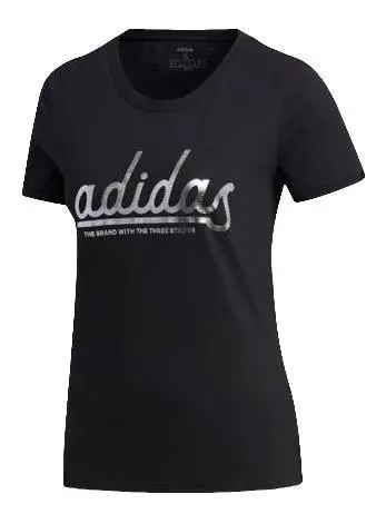 Adidas Alphabet Logo Cotton Short Sleeve T-shirt - Black