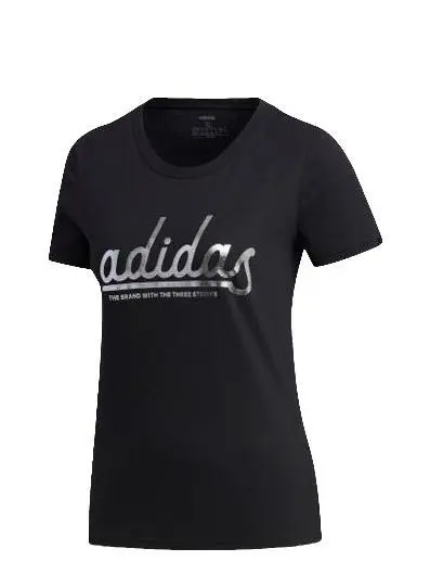 Adidas Alphabet Logo Cotton Short Sleeve T-shirt - Black