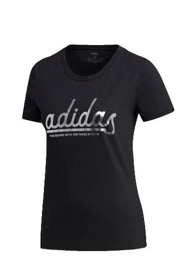 Adidas Alphabet Logo Cotton Short Sleeve T-shirt - Black