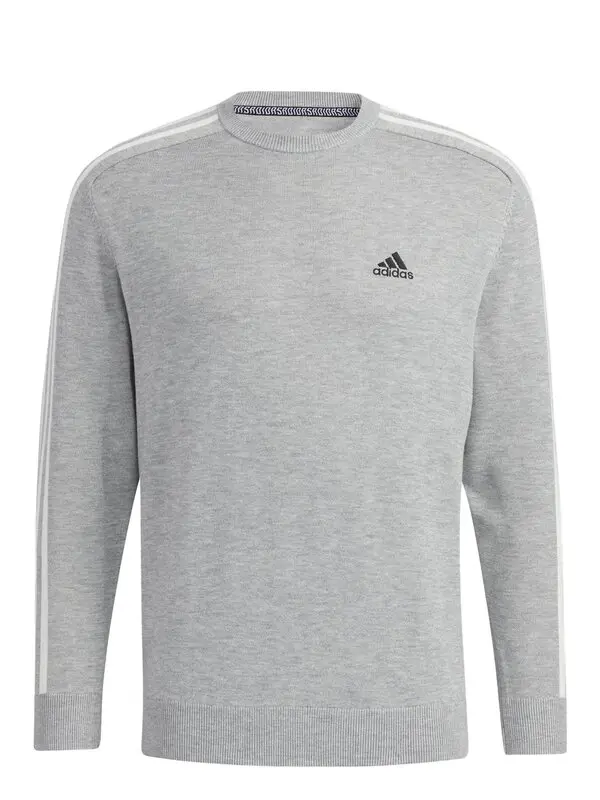 Adidas 3-stripes Long Sleeve Crew Neck Sweater - Grey/white