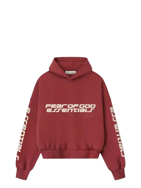 Fear Of God Cropped Relaxed Hoodie - Crimson