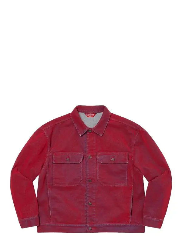 Supreme Flocked Denim Trucker Jacket - Purple