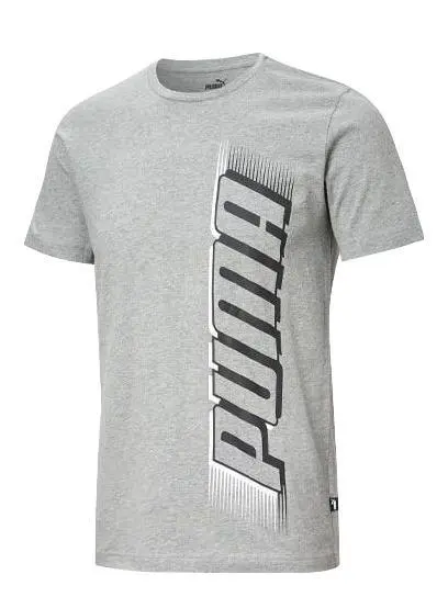 PUMA Chest Large Logo Printed Short Sleeve T-shirt - Grey