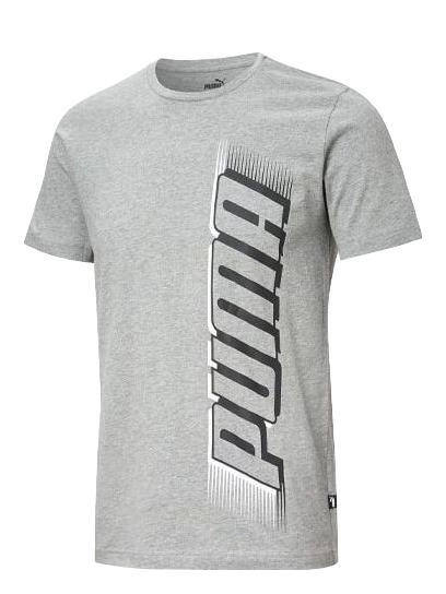 PUMA Chest Large Logo Printed Short Sleeve T-shirt - Grey