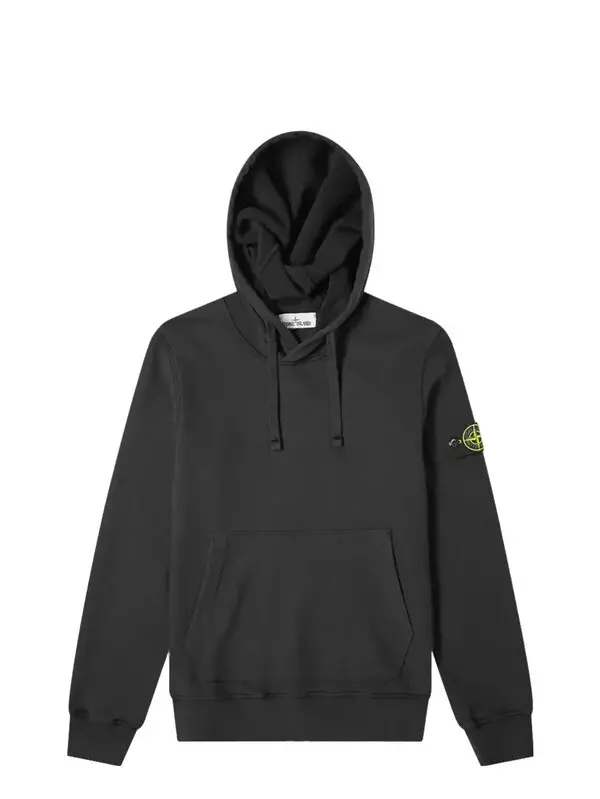 Stone Island Garment Dyed Popover Hoodie - Black