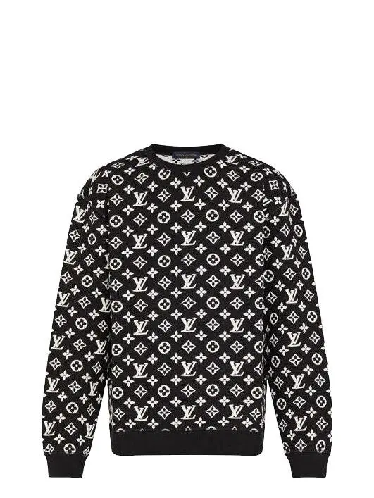 LOUIS VUITTON Jacquard Monogram Crewneck Sweater - Black
