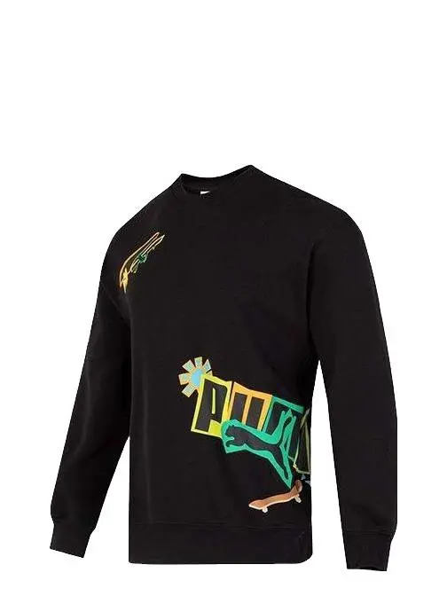PUMA Classics Street Sport Crewneck Sweatshirt - Black/green