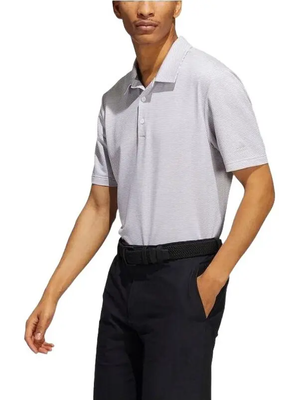 Adidas Stripe Logo Casual Sports Short Sleeve Polo Shirt Gray - Multi-color
