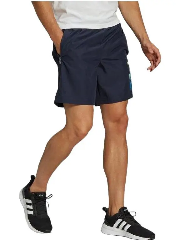 Adidas Solid Color Logo Straight Casual Sports Shorts - Multi-color