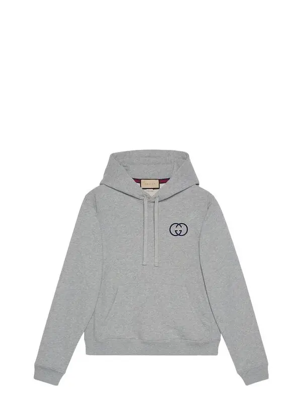 Gucci Cotton Jersey Hooded Sweatshirt With Logo Detail - Grey