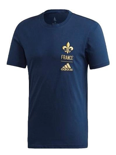 Adidas Fra Ci Tee Soccer/football Sports Embroidered Logo Printing Knit Short Sleeve Navy - Blue
