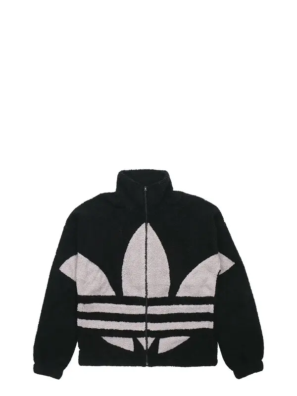 Adidas Originals Lambswool Jacket With Large Logo Pattern - Black