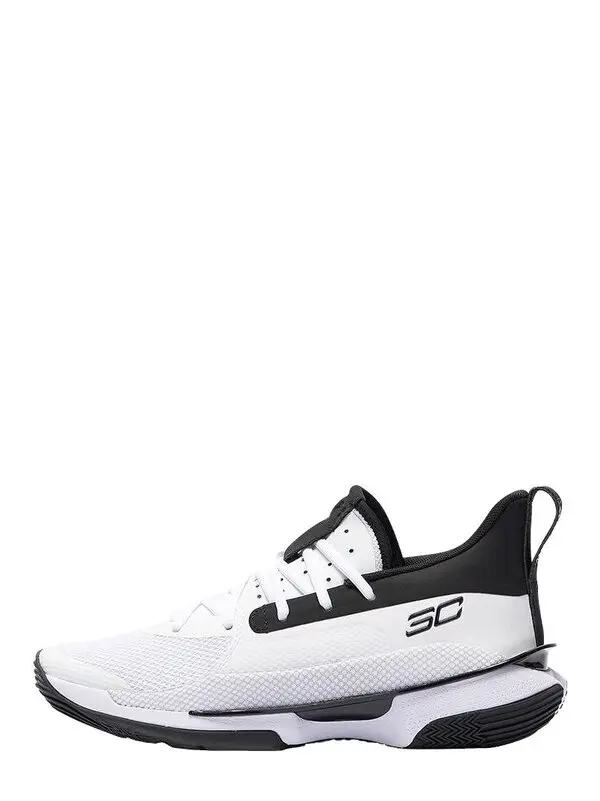 Under Armour Curry 7 Team Mid Top Athletic Sneakers - Black/white
