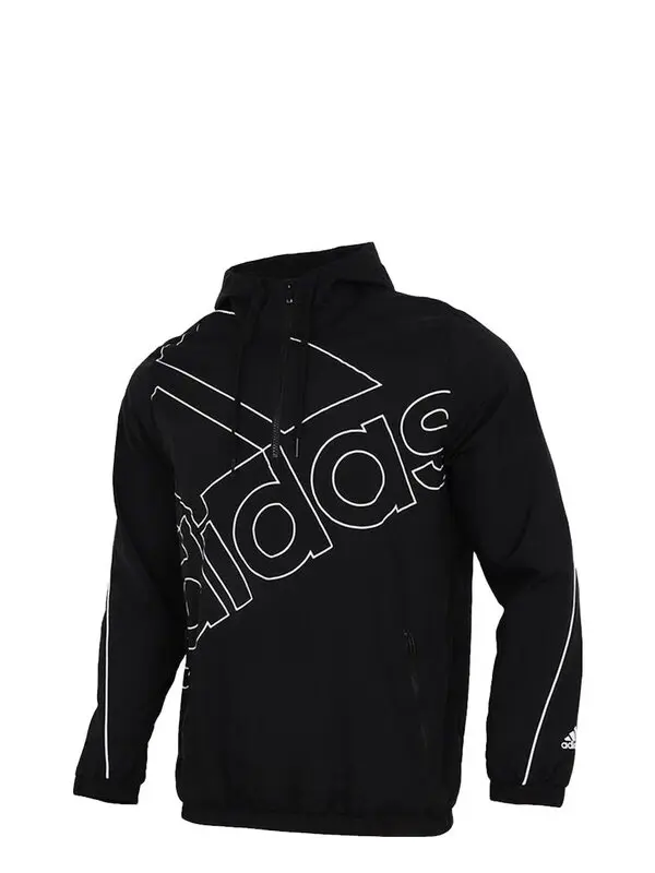 Adidas Large Logo Sports Hooded Jacket - Black