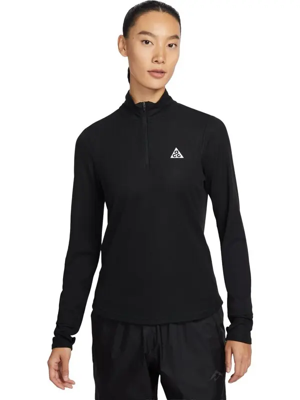 Nike Dri-fit Quarter Zip Long Sleeve Top - Black