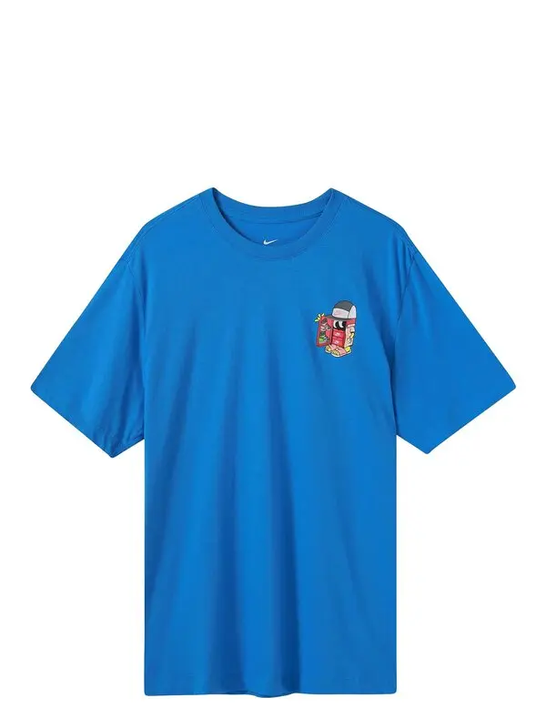 Nike Shoe Printing Sports Round Neck Short Sleeve - Blue
