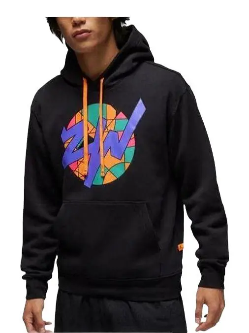JORDAN Zion Fleece Pullover Hoodie - Black/cone