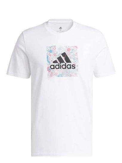 Adidas Minimalistic Alphabet Large Logo Printing Casual Round Neck Short Sleeve White T-shirt - Multi-color