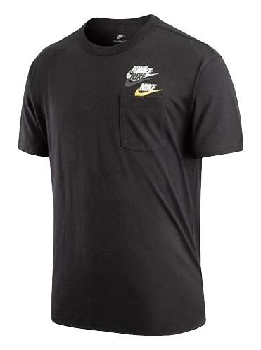 Nike As Nsw Tee Prem Pocket Casual Breathable Round Neck Logo Solid Color Short Sleeve Black T-shirt - Multi-color