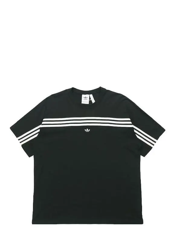Adidas Originals 3-stripe Tee Stripe Logo Embroidered Short Sleeve - Black