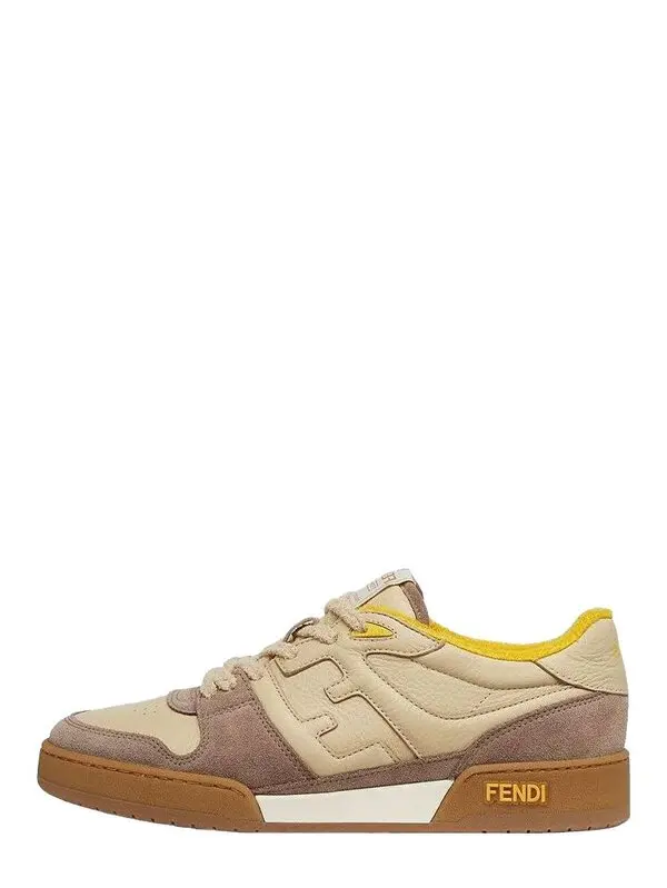 Fendi Low Top Suede Sneakers - Beige/yellow