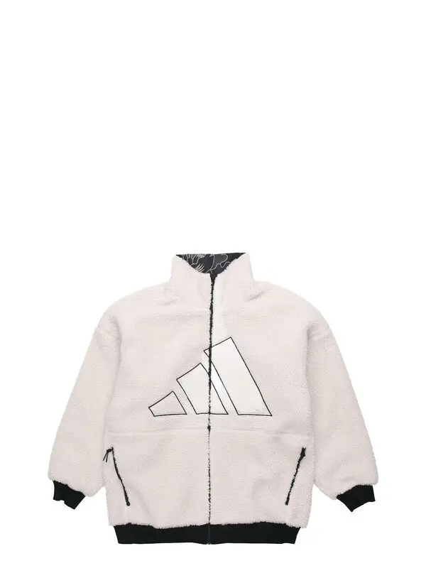 Adidas Reversible Fleece Jacket With Graphic Print - Gray