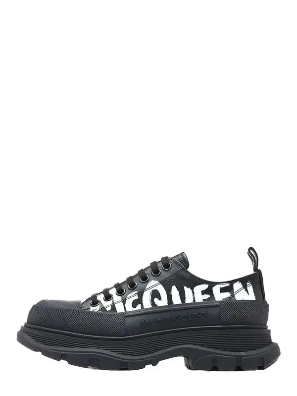 Alexander McQueen Graffiti Tread Slick Lace Up Shoes - White/black