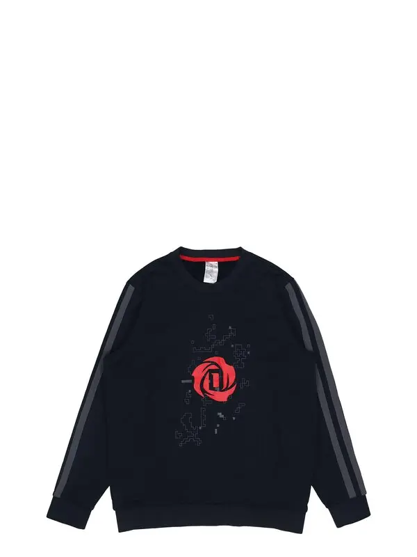 Adidas Crewneck Pullover With Rose Graphic - Black