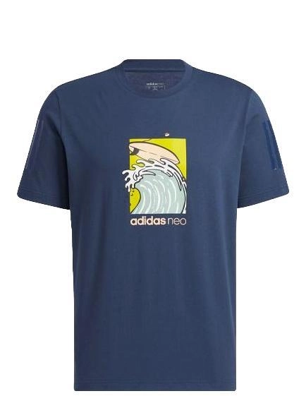 Adidas Neo Pattern Cartoon Printing Sports Round Neck Short Sleeve Blue T-shirt - Navy