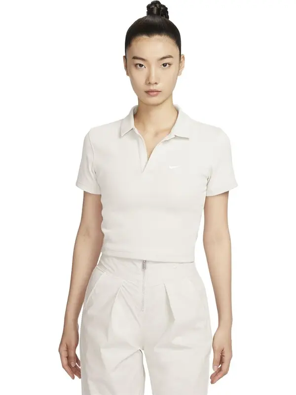 Nike Essential Cropped Polo - Light Orewood Brown/sail