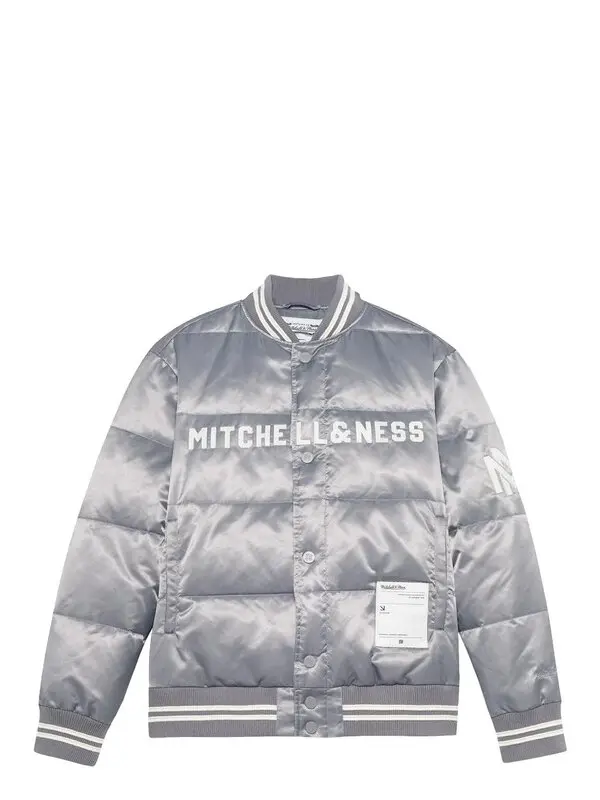Mitchell & Ness Padded Bomber Jacket - Silver/white