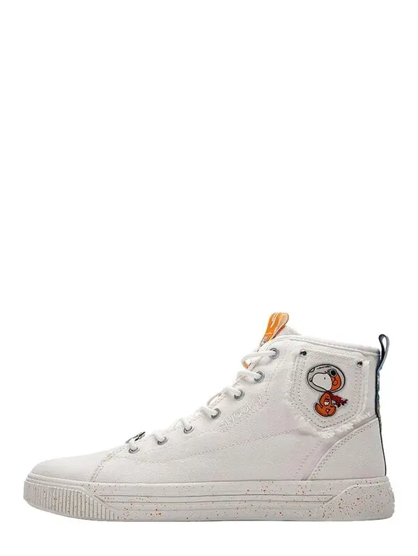 ANTA X Snoopy High Top Canvas Sneakers - White