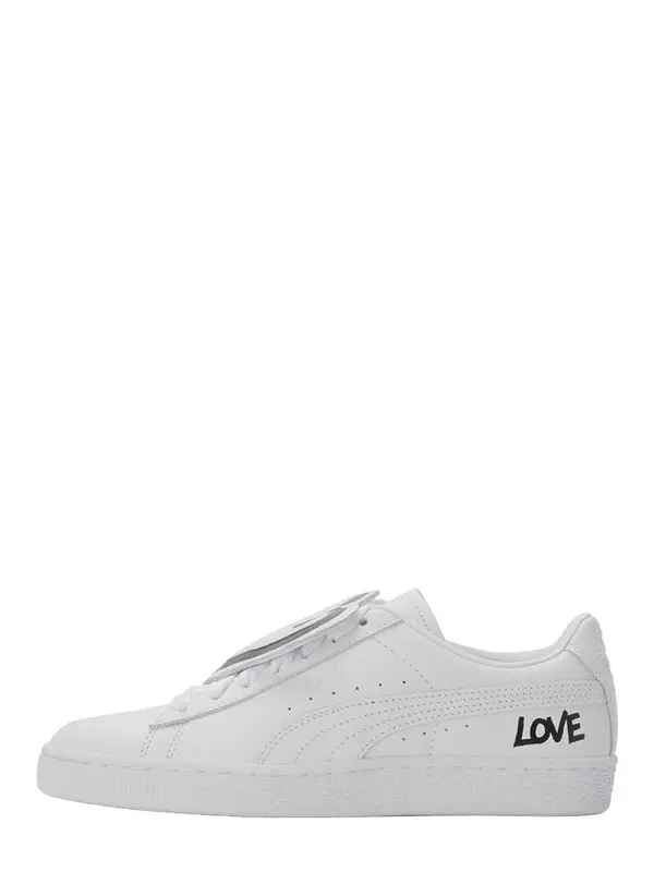 PUMA Basket Badge Sneakers With Heart Detail - White