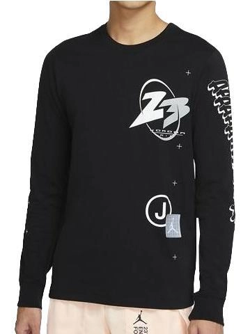 JORDAN 23 Air Logo Printed Long Sleeve Shirt - Black