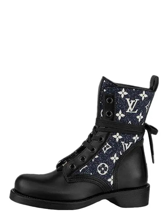 LOUIS VUITTON Metropolis Flat Ranger Boots - Black/blue/white