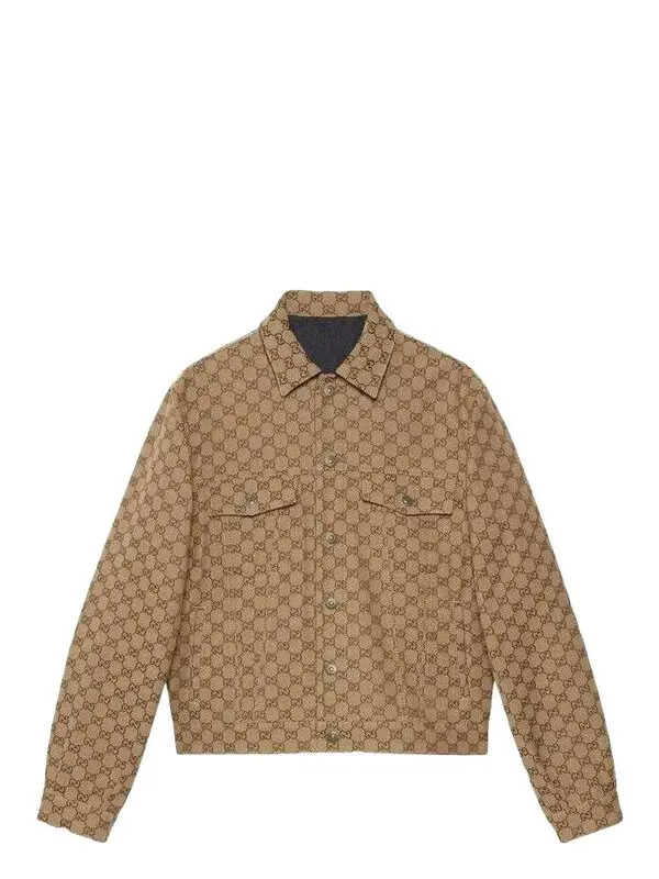 Gucci Gg Reversible Denim Jacket - Beige/ebony/blue