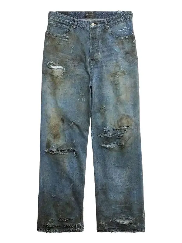 Balenciaga Super Destroyed Baggy Jeans - Light Blue