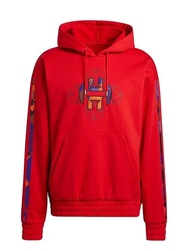Adidas Mic Harden Po Logo Basketball Sports Fleece Lined Hoodie - Light Red