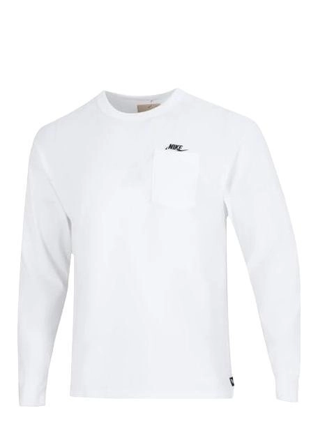 Nike Solid Color Alphabet Logo Athleisure Casual Sports Round Neck Long Sleeves Autumn White T-shirt - Default Color