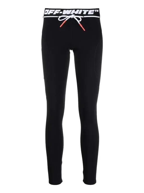 Off-White Leggings With Logo Waistband - Black