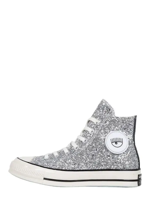 CONVERSE X Chiara Ferragni Chuck 70 Silver Glitter High Top Sneakers - Black