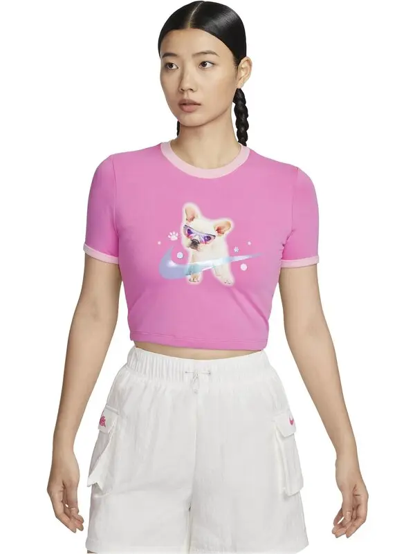 Nike Graphic Slim Crop T-shirt - Pink