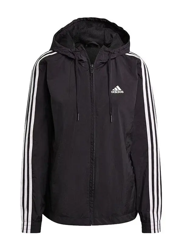 Adidas 3-stripes Hooded Windbreaker Jacket - Black/white