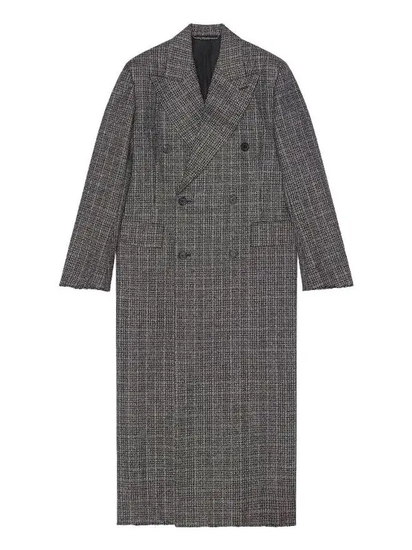 Balenciaga Double Breasted Check Coat - Black/grey