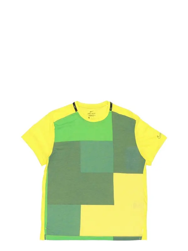 Nike Color Blocked Short Sleeve Performance Top - Yellowgreen