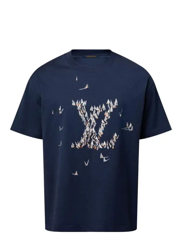 LOUIS VUITTON Embroidered Cotton T-shirt - Navy