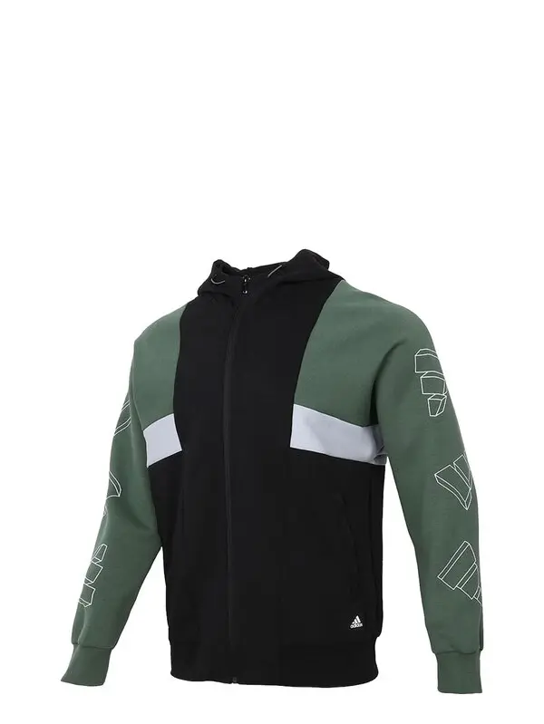 Adidas Colorblock Knit Hooded Jacket - Black